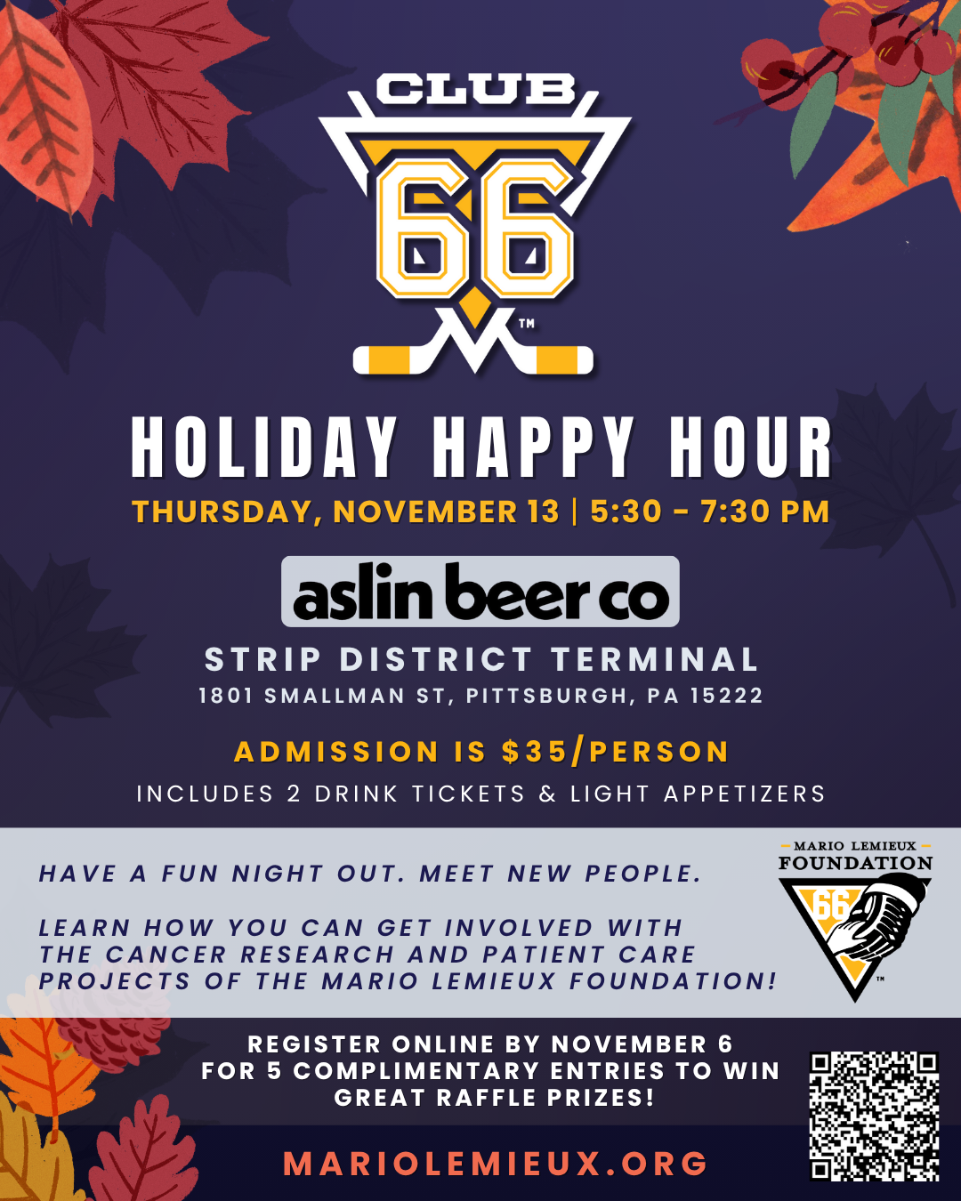Club 66 Holiday Happy Hour! - Mario Lemieux Foundation